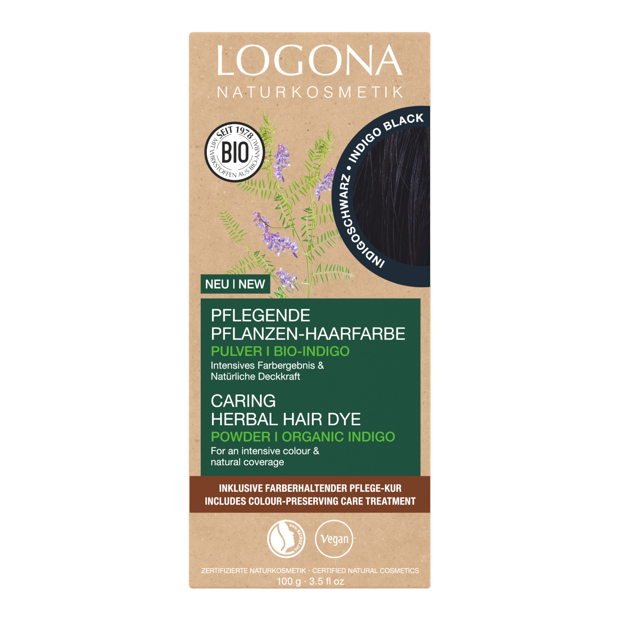 Bio Haarfarbe Indigoschwarz 100g von Logona Naturkosmetik online kaufen